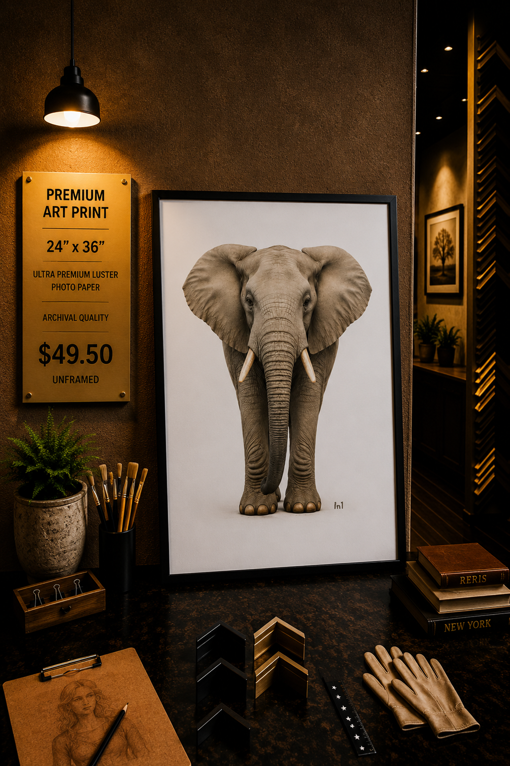 Elephant - Premium Art Print - 24"w x 36"h – in1SpotWorld